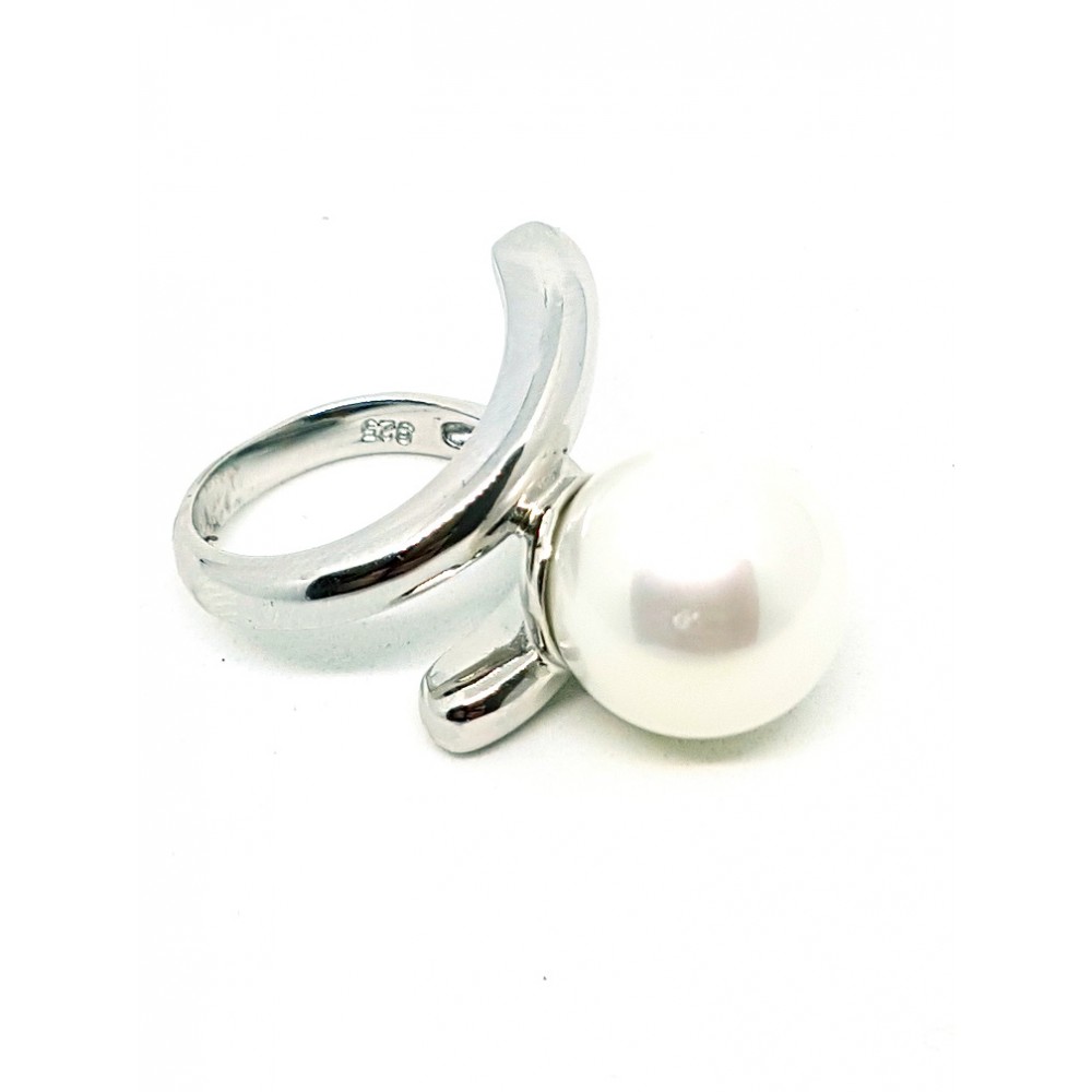 Sortija de plata rodiada y perla